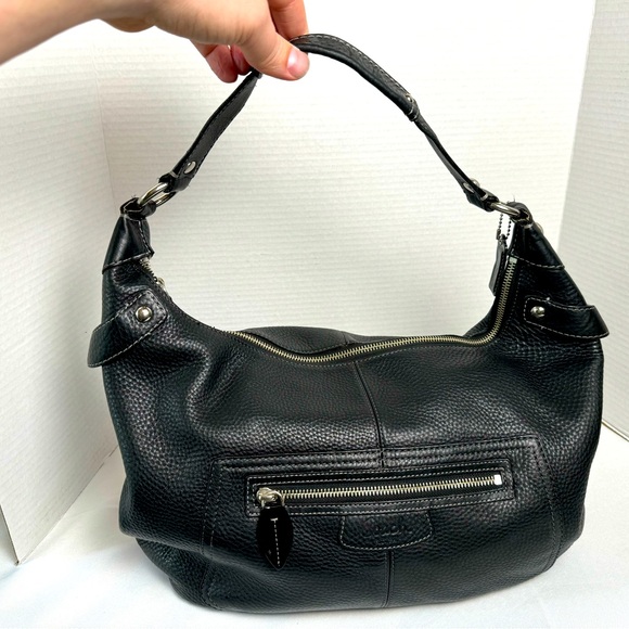 Coach | Bags | Large Black Coach Penelope Pebbled Leather Hobo Bag ...